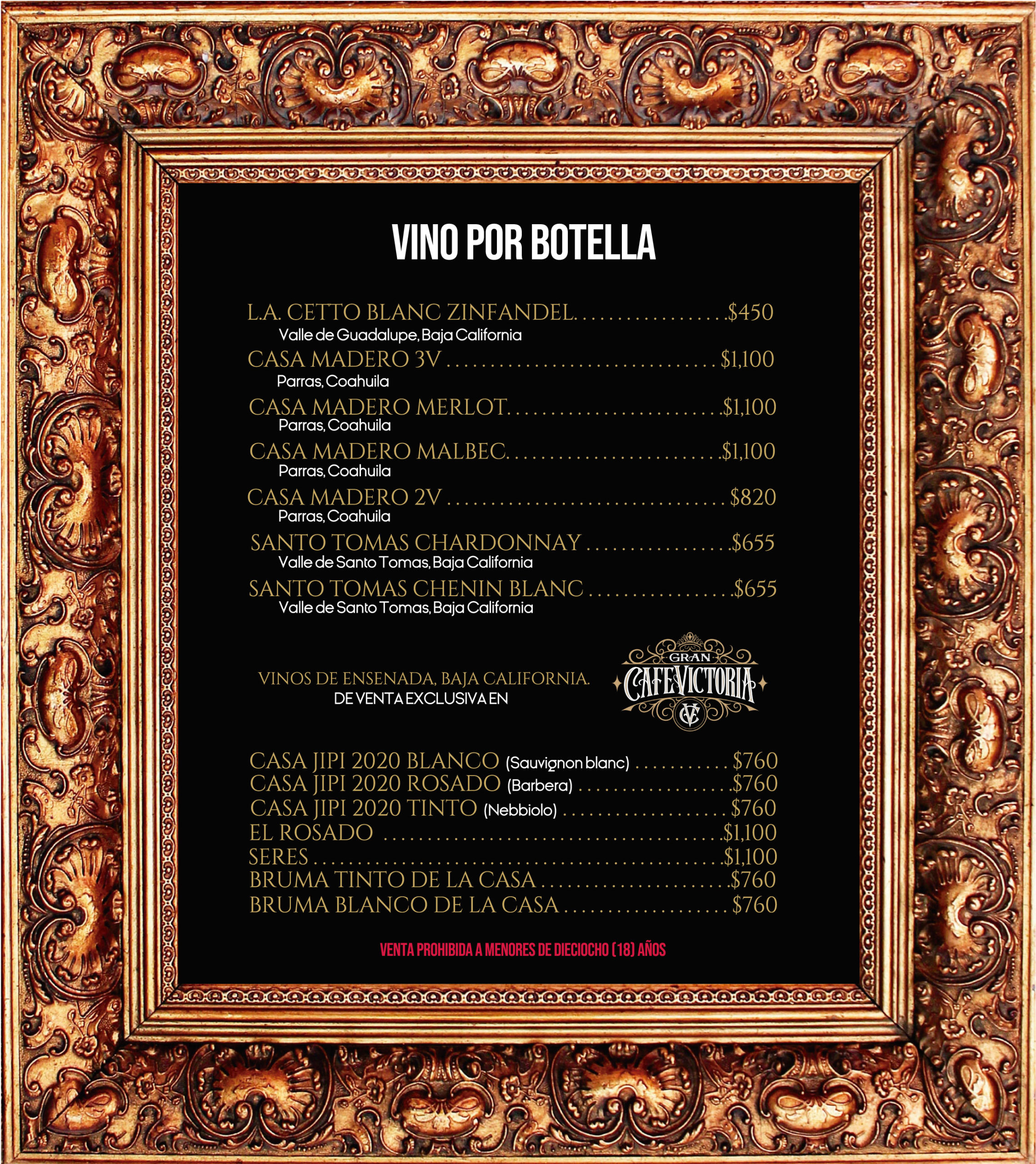 Menú - Gran Café Victoria